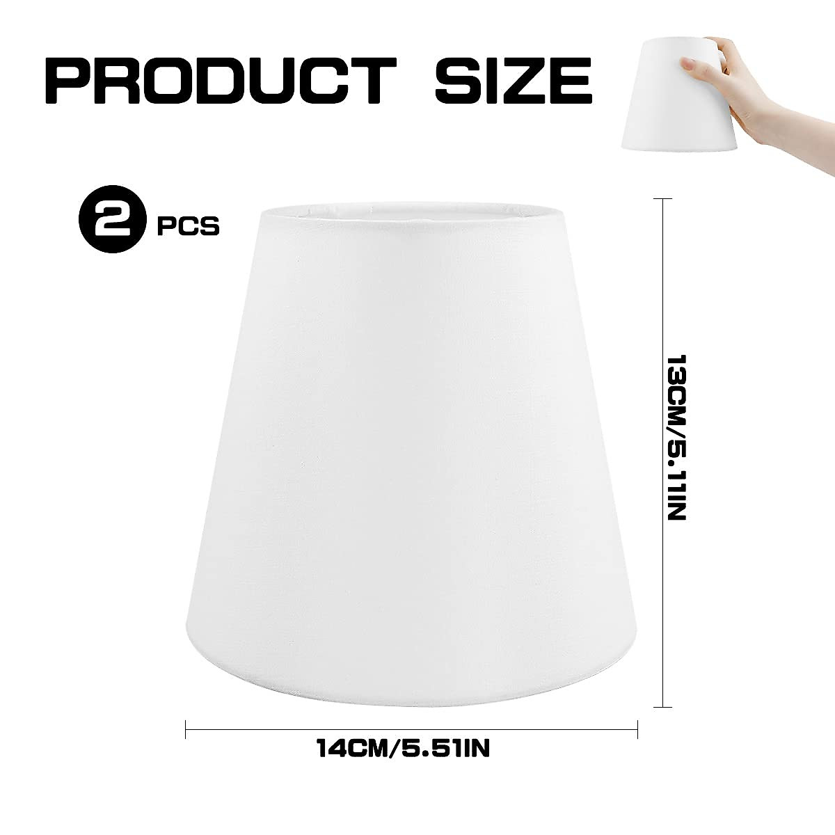 2pcs Small Lamp Shade Linen Fabric Clip On Bulb Lampshade Barrel Cloth Lamp Cover Replacement Linen Lampshade for Bedroom, Bedside Table Lamp, Wall Lamp(White)