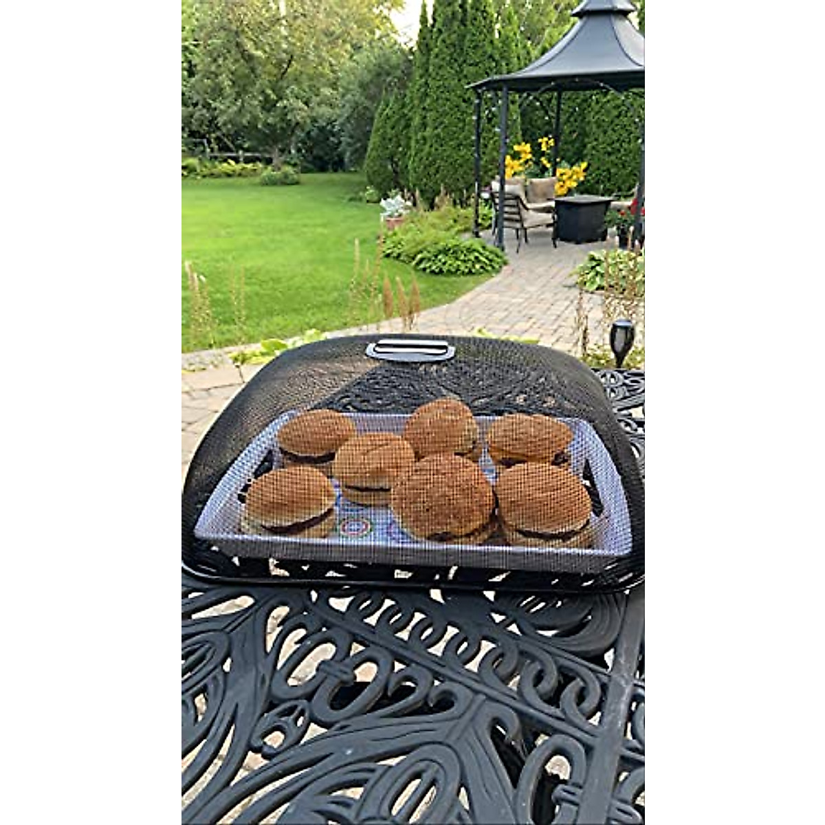 CUISINOX Dome for BBQ, Picnics and Outdoor Entertaining Stainless Steel Mesh Food Cover, Rectangular 18.5" x 13.5" x 8", Black