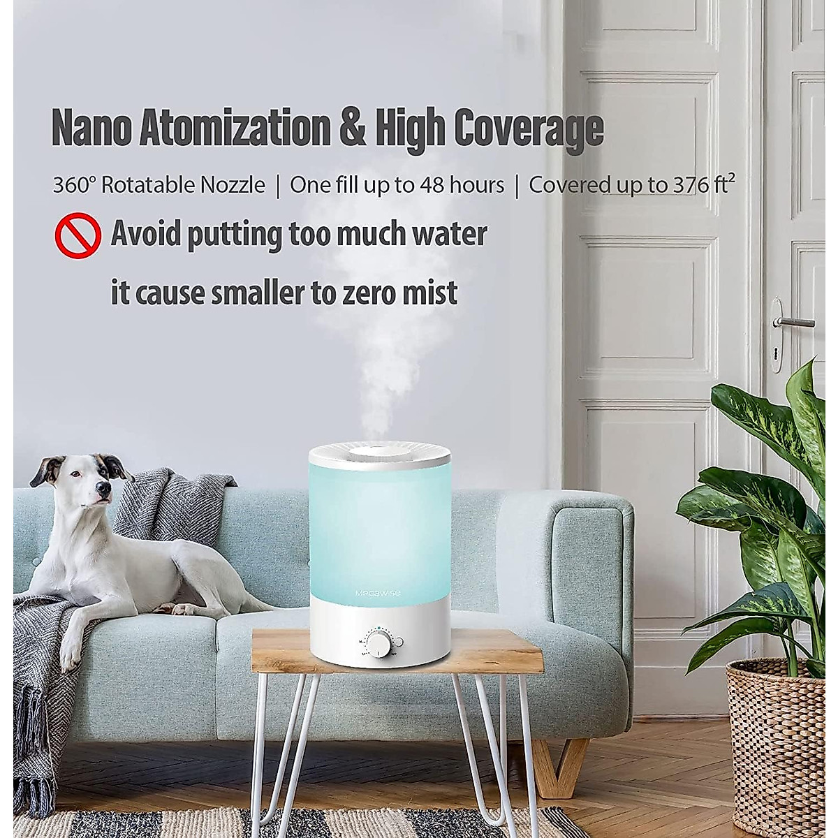 H1-XIT 2 Pack of MGEAWISE 3.5L Top Refill Large Openning Cool Mist Humidifiers for Babies, Bedroom, Nursery, Home and Office | Super Quiet Ultrasonic Vaporizer