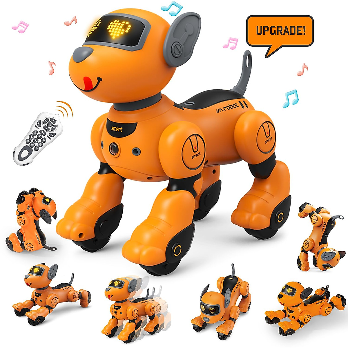 FUUY Robot Dog Toys for Kids Ages 4-7 Year Old Interactive Robo Dog Toy FollowMe RC Robot Toys Intelligent Remote Control Dog with Sing Dance Programmable Design Robotics Pets Birthday Gifts Boy Girl