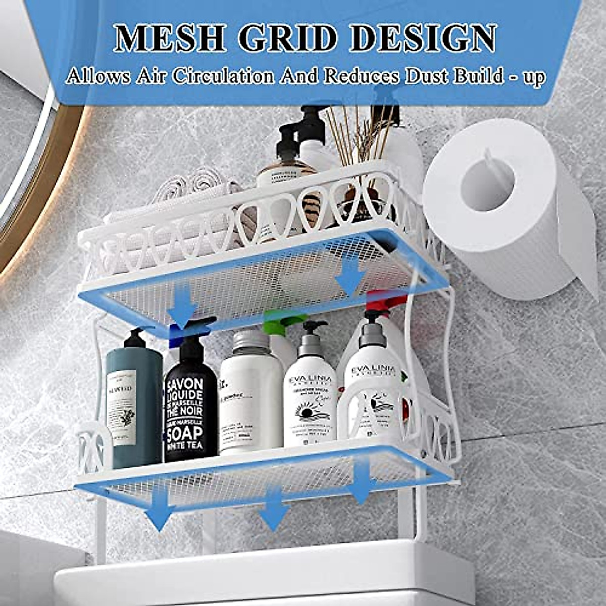 Shower Caddy Organizer Shelf Basket With Towel Rack,LGEMEE No Drilling Traceless Adhesive Bathroom Shelf Storage Organizer for Bathroom,Lavatory,Washroom,Restroom,Shower,Toilet,Kitchen(White)