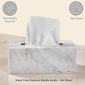 Tissue Box Cover Rectangle - Tissue Box Holder Rectangular - Compatible with Kleenex - Acrylic Marble Bathroom Accessories Decor