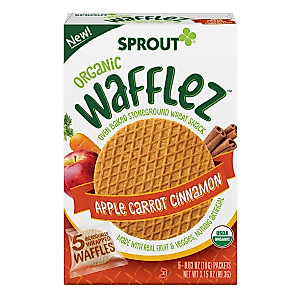 Sprout Organic Baby Food, Stage 4 Toddler Snacks, Apple Carrot Cinnamon Wafflez, Single Serve Waffles 5 Count(Pack of 1)