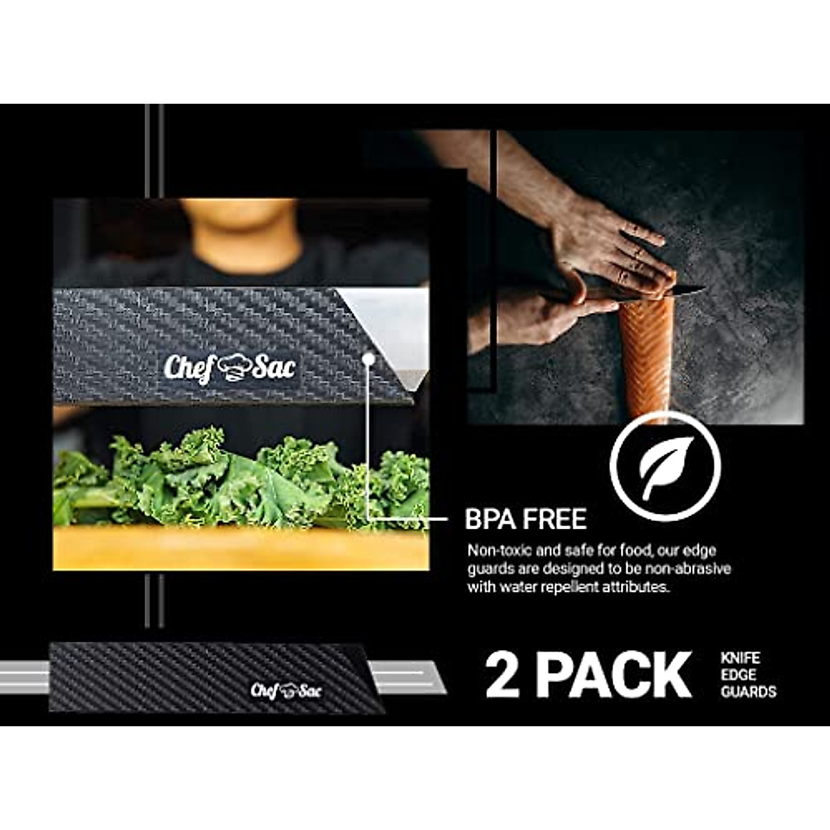 Chef Sac Elite Chef Knife Roll Bag with 2-Pack Knife Guards (8.5") Included