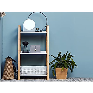 WENKO 3 Tier Ladder Shelf for Bathroom, Kitchen, Living Room, Bamboo, Storage Unit with White Shelves, Dimensions 16.93 x 29.92 x 14.17 in