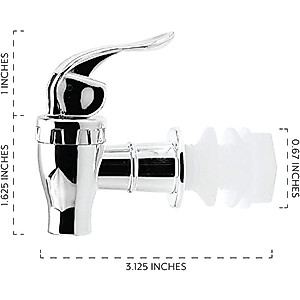 Cornucopia Push Style Spigots for Beverage Dispenser Carafes (2-Pack), Replacement Lever Pour Spouts, Chrome Design Lock Open Style