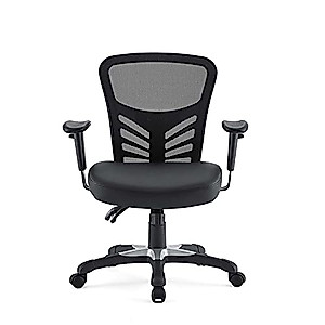 Modway Articulate Mesh Office Chair with Fully Adjustable Vegan Leather Seat In Black
