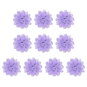 PATIKIL 3.9" Chiffon Flowers, 10 Pcs Mesh Fabric Flowers Sewing Fabric Appliques Headband Embellishments for DIY Craft Wedding Decor, Lavender