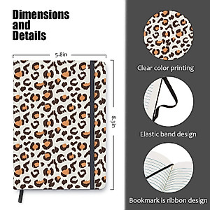 Muenjxh A5 Notebook，Hardcover Journal for Women,Notebooks for Women,6"x 8.5",80 Sheets College Ruled,Journal Notebooks for Work,Office,School Gifts 100gsm Paper Leopard Pattern,Cheetah Print
