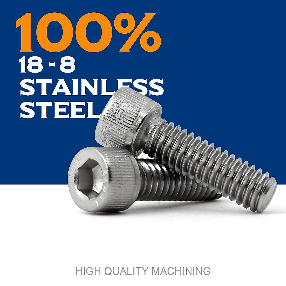 1/4-20 x 2" Socket Head Cap Screws, Allen Socket Drive, 304 Stainless Steel 18-8, Full Thread, Bright Finish, Fully Machine Thread, 25 PCS