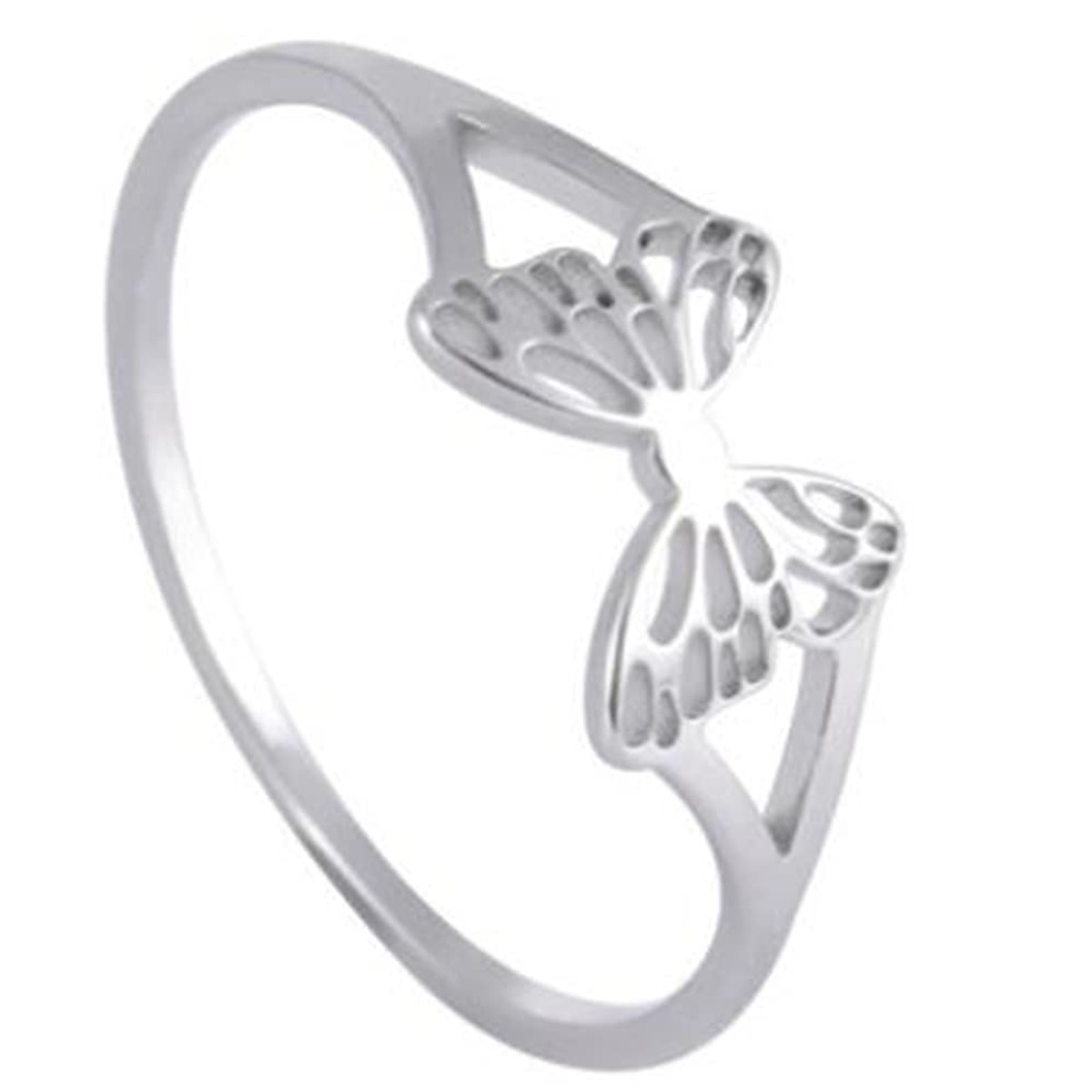 Jude Jewelers Stainless Steel Cute Dainty Butterfly Style Birthday Christmas Promise Statement Ring (Silver, 13)
