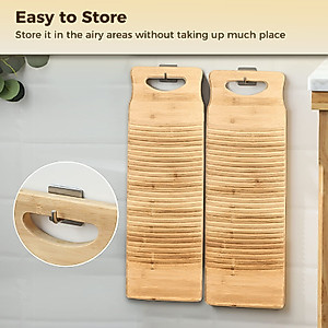BATTIPAW 23.6in * 7in Bamboo Hand Washboard for Laundry Washing Clothes, Anti-Slip Cleaning Board for Hand Washing Scrub Board, Old Fashioned Wash Board, Countryside Vintage Traditional Style