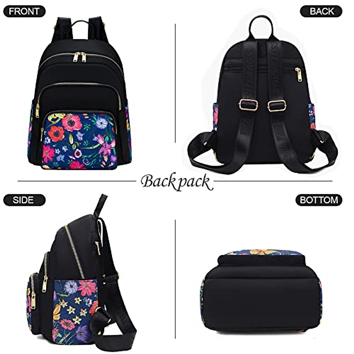 SVRVGV Nylon Backpacks for Women Casual Fashion Backpacks Purse Travel Rucksack Daypack for Girl Student
