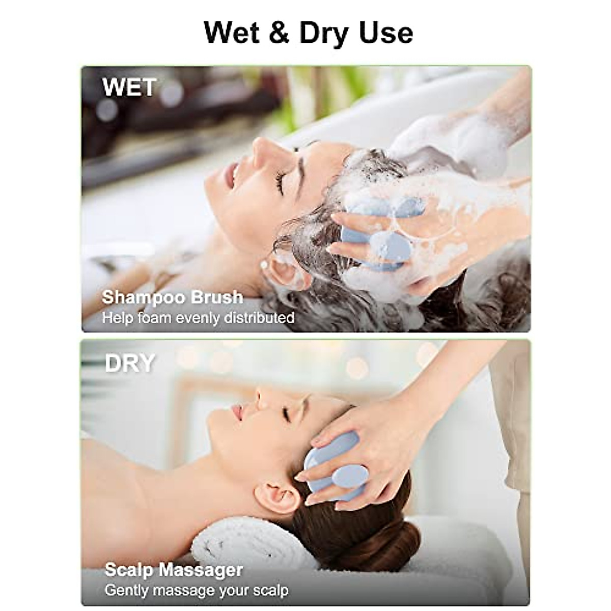 HEETA Scalp Massager Shampoo Brush, Hair Scalp Scrubber with Soft Silicone Bristle for Hair Growth, Upgraded Scalp Brush for Dandruff, Scalp Exfoliator for Women Men Pet Wet Dry Hair (Gray)