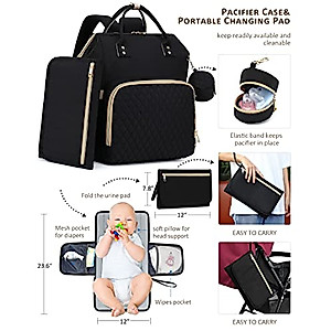 Baby Diaper Bag Backpack with Changing Pad, Pacifier Case - Black Diaper Bags for Girl Boy Newborn Unisex Infant Toddler - Baby Travel Bag for Mom Dad - Registry Baby Shower Gifts, 30L Large Capacity