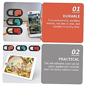 KOMBIUDA 6 Pcs Dinosaur Pattern Laptop Camera Slide Webcam Privacy Lens Protector for Computer and Tablet Cute and Functional Webcam for Enhanced Privacy