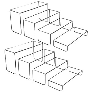 MerryNine 8 Pcs Risers Display Stands, 4-Tier Acrylic Display Stands, Clear Transparent Acrylic Risers For Display Decorative, Buffet, Tabletop Use, Cupcakes, Pop Figures, (Rectangle)
