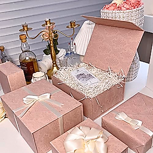 ISUKA Collapsible Gift Box 9.8"x7.5"x4.1" with Magnetic Lid, Groomsmen Bridesmaid Proposal Gift Box for Valentine, Proposal, Wedding, Birthdays(Light Pink)