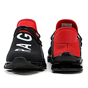 PRECKIN Mens Running Shoes Breathable Slip On Sneakers Non Slip Casual Athletic Walking Tennis Shoes for Men Red,8.5