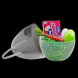 Cornucopia Brands Jumbo Plastic Easter Eggs (4-Pack, 10-Inch); Giant Clear Egg-Shaped Buckets w/Handles