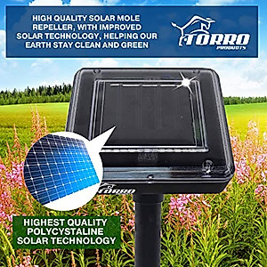 Torro Products 4 pack Mole Repellent Solar Powered for Lawn Garden Yard Outdoor Pest Control Rodent Repellent Ultrasonic Pest Repeller Gopher Repeller Vole Chaser Pest Deterrent