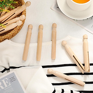 Zubebe 200 Pack Round Wooden Clothespins Vintage Dolly Clothes Pegs Old Fashioned Wood Clothes Pin for Craft Laundry Peg Outdoor Clothesline Home Kitchen Travel