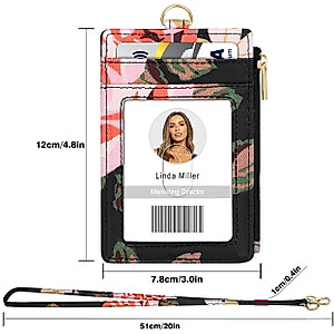 ID Badge Holder with Lanyard Vertical: Flower ID Name Badge Card Holder with Lanyard for ID Badges