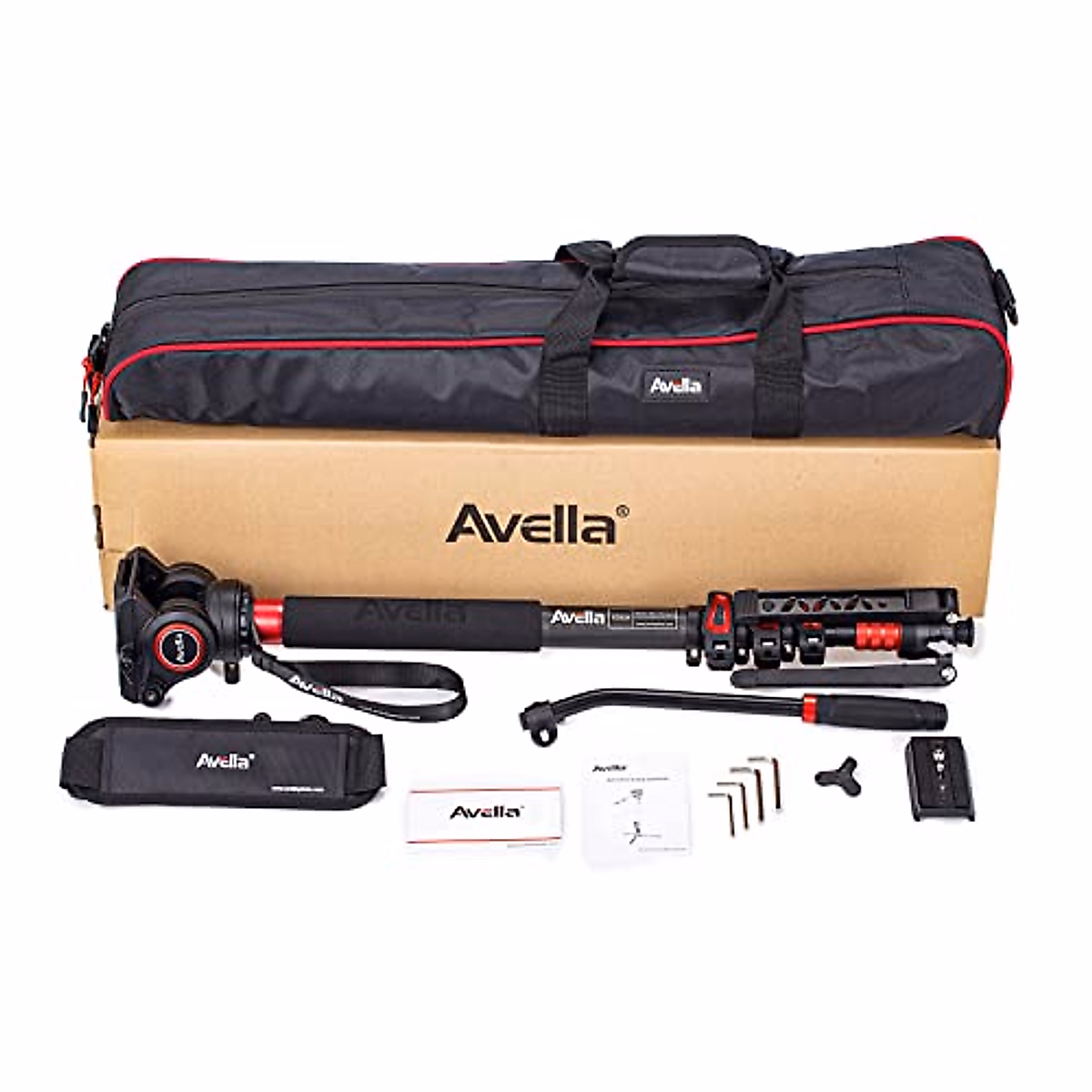 Avella CD324 Carbon Fiber Video Monopod Kit, with Fluid Head and Removable feet, 71 Inch Max Load 13.2 LB for Canon Nikon Sony Olympus Panasonic DSLR Camera