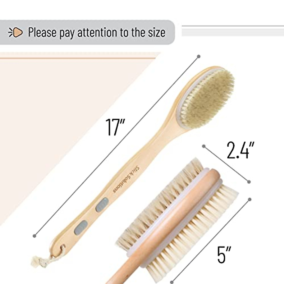 Slick- Shower Brush, Double Sided Shower Brush, Back Scrubber, Bath Brush, Back Brush, Back Brush Long Handle for Shower, Shower Brushes for Your Back, Bath Brush Long Handle for Shower