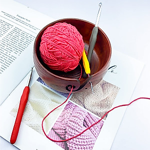 Wooden Yarn Bowl with Holes,Rosewood Handmade Knitting Yarn Bowl Storage,Perfect Yarn Bowl for Crocheting and Knitting Mother's Day and Christmas Gift,6.3''×3''