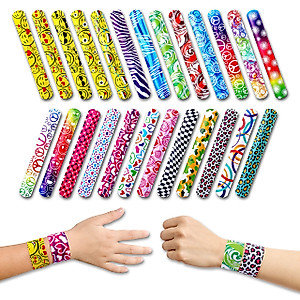 50-Piece Slap Bracelets Stocking Stuffers For Kids | Party Favors For Kids 4-8 | Slap Bracelets Bulk Party Favors | Goodie Bags Easter Basket Stuffers For Kids Fun Valentines Day Gift For Kids