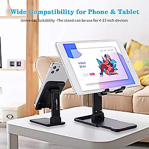 Universal Cell Phone Stand, Foldable Upgraded Cell Phone Tablet Desktop Stand Holder, Angle Height Adjustable Phone Cradle Dock Compatible for iPhone/Mobile Phone/iPad/Tablets/Device of 4-13 Inch