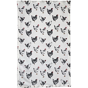 Set of 4, 100% Cotton, Farmhouse Design Black & White Rooster Sentiment Farmers Market, Kitchen Towel Set, Include 2 Kitchen Towels, 1 Pot Holder & 1 Ovenmitt.
