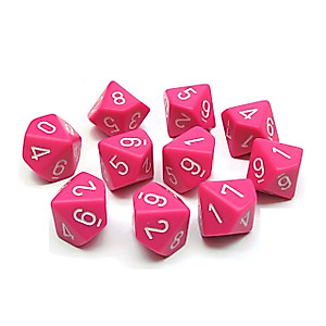 Chessex Opaque Pink/White D10 Dice Set (10)