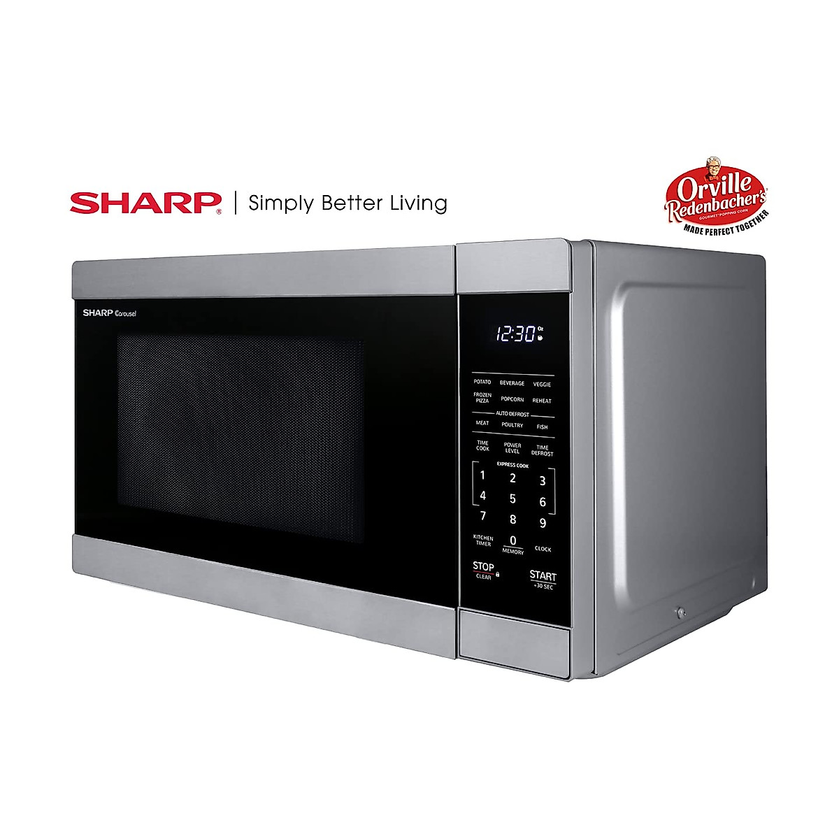 SHARP ZSMC1162HS Oven with Removable 12.4" Carousel Turntable, Orville Redenbacher's Certified, Cubic Feet, 1000 Watt Countertop Microwave, 1.1 CuFt, Stainless Steel