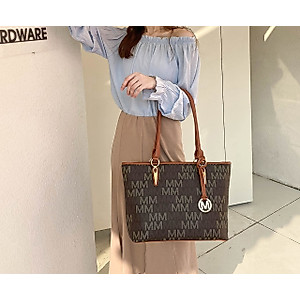 MKF Collection Tote Bag for Women, Shoulder Handbag & Wristlet Pouch Purse Top Handle Vegan Leather 4Pcs Set Pocketbook Alexy Burgundy Red by Mia k