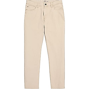 IZOD Men's Saltwater Stretch Flat-Front Chino Pants, Pale Khaki Slim, 33W x 29L