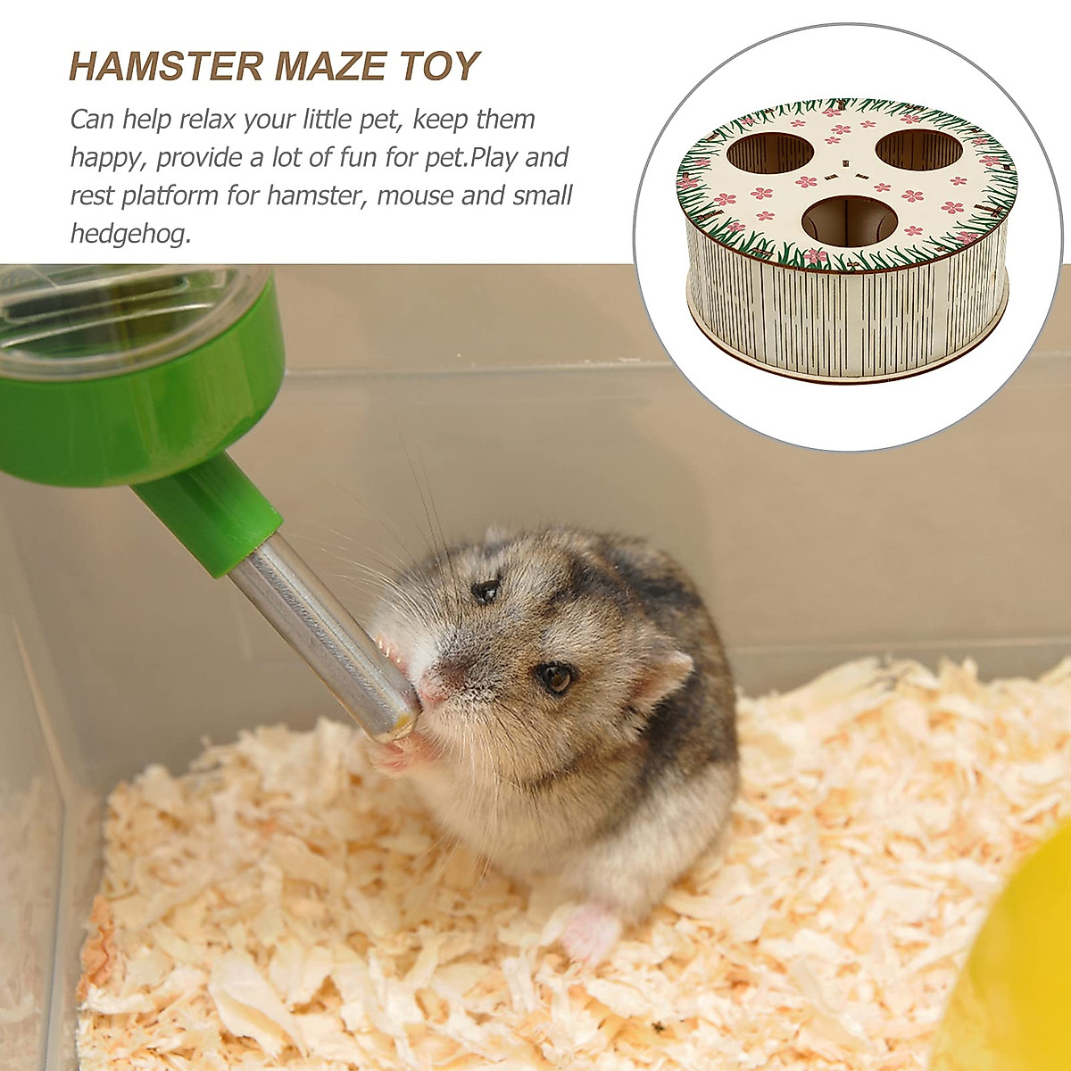 Hamster Tunnel Maze Toy Small Pets Wood Hideout Play Hut Animal Habitat House Exercising Toy Climbing Platform for Dwarf Hedgehog Rat Sugar Glider Gerbil