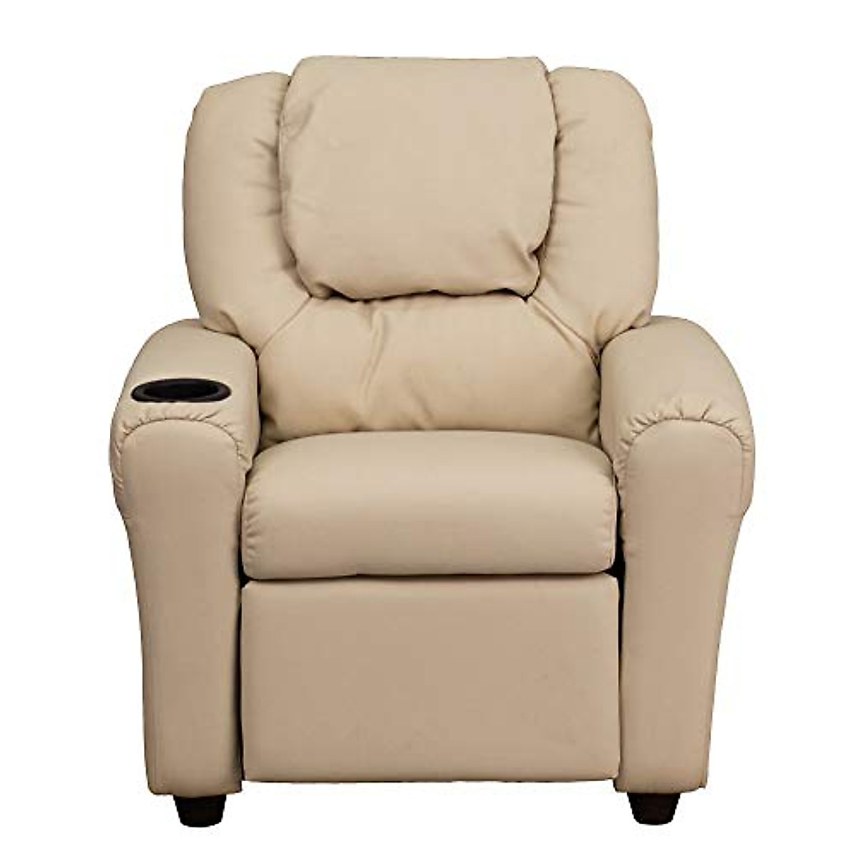 Flash Furniture Vana Contemporary Beige Vinyl Kids Recliner with Cup Holder and Headrest