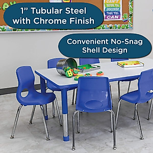 Children’s Factory MyPosture Plus 12" H Chairs, Set-4 Blue with Chrome Legs, AB8012PBC4, Kids Preschool, Daycare or Classroom Flexible Seating, Toddler Desk Chair