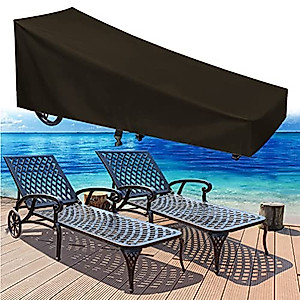 Waterproof Patio Lounge Chair Cover 2 Pack Heavy Duty Outdoor Chaise Lounge Covers Patio Garden Furniture Chair Cover Wind-resistant with Click-Close Straps (82"L x 30"W x 31"H, Black)