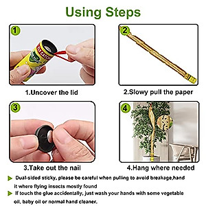 24 Rolls Fly Strips - Fly Tapes Fly Paper Sticky Fly Trap Indoor/Outdoor Hanging,Fly Catcher Fly Ribbon Fungus Gnat Trap Fruit Fly Killer for House/Kitchen/Plants/Horse Stable