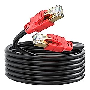 Cat 8 Ethernet Cable 200 FT, Heavy Duty 26AWG Cat8 Internet Cable LAN Network Cable High Speed 40Gbps, 2000Mhz SFTP Ethernet Cables, Weatherproof S/FTP UV Resistant Indoor & Outdoor Ethernet Cable