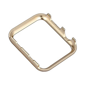 Leotop Compatible with Apple Watch Case 38mm 42mm, Compatible iWatch Bumper Metal Protective Cover Aluminum Frame Bling Shiny Protector Compatible Apple Watch Series 3/2/1(Matte Gold, 38mm)