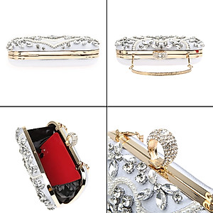 DA BODAN Womens Sparkly Rhinestone Crystal Clutch Bag Glitter Sequin Bridal Purse Evening Handbag for Wedding Party Prom