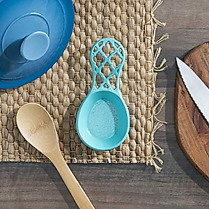 Home Basics Lattice Collection Cast Iron Spoon Rest (Turquoise)
