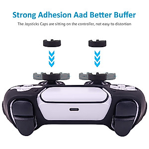 CHIN FAI Controller Grip Cover for PS5, Anti-Slip Silicone Skin Protective Cover Case with 6 Thumb Grip Caps for PlayStation 5 Controller (Black-White)