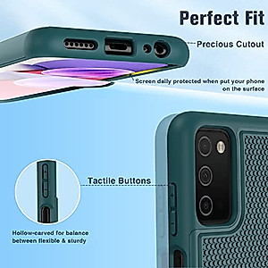 BNIUT for Samsung Galaxy A03s Case Shockproof: Dual Layer Protective Heavy Duty Cell Phone Cover Rugged with Non Slip Textured Back - Military Protection Bumper Tough - 6.5inch (Dark Green)