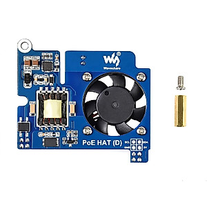 waveshare PoE HAT for Raspberry Pi 4 B/3 B+,Power Over Ethernet HAT (D) with Fan,Support IEEE 802.3af Network,Compatible with Raspberry Pi Official 4B Case