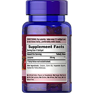 Lycopene Softgel 20 Mg, Promotes Prostate and Heart Health, 60 Count by Puritan's Pride